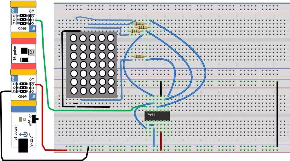 Ndërtoni një numërues binar 4-bit me matricë LED 5x7 10048_14