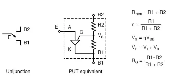 unijunction transistörün PUT eşdeğeri