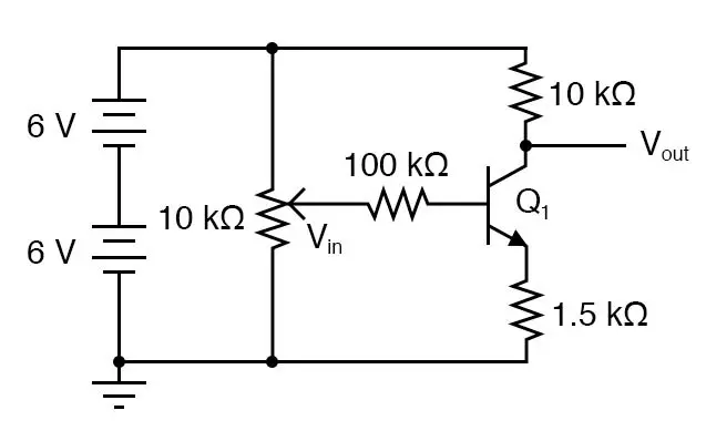 diagram vezja ojačevalnika skupnega oddajnika