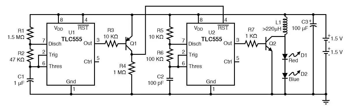 CMOS 555 Ogologo oge Flyback LED Flasher 12435_1