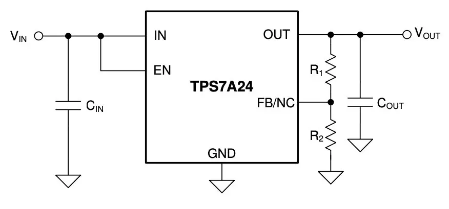 Mzunguko wa kawaida wa maombi kwa TPS7A24