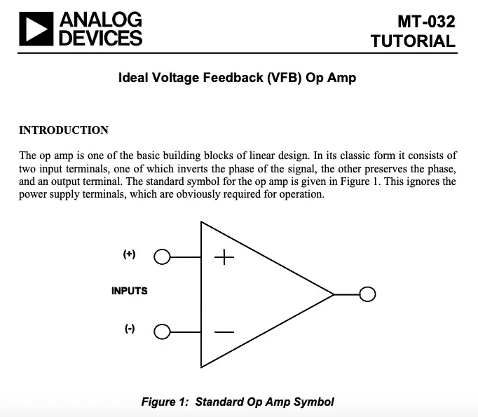 op-amp umpan balik tegangan ideal (VFB)