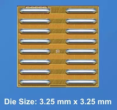 EPC2069 eGaN FET con tamaño de troquel de 3,25 x 3,25 mm.