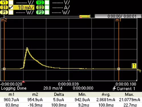 Şəkil 10. Yalnız Buck Capture @ VPS= 3.0 V. IBATT (Sarı)