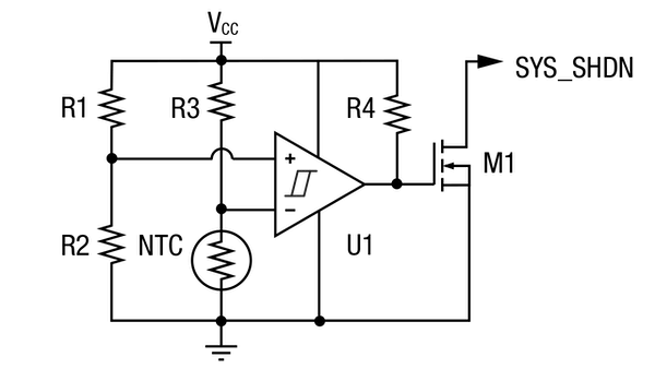 Figur 5: Diskret implementering af en temperaturafbryder