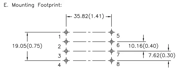 Pegada do transformador 3FD-5XX