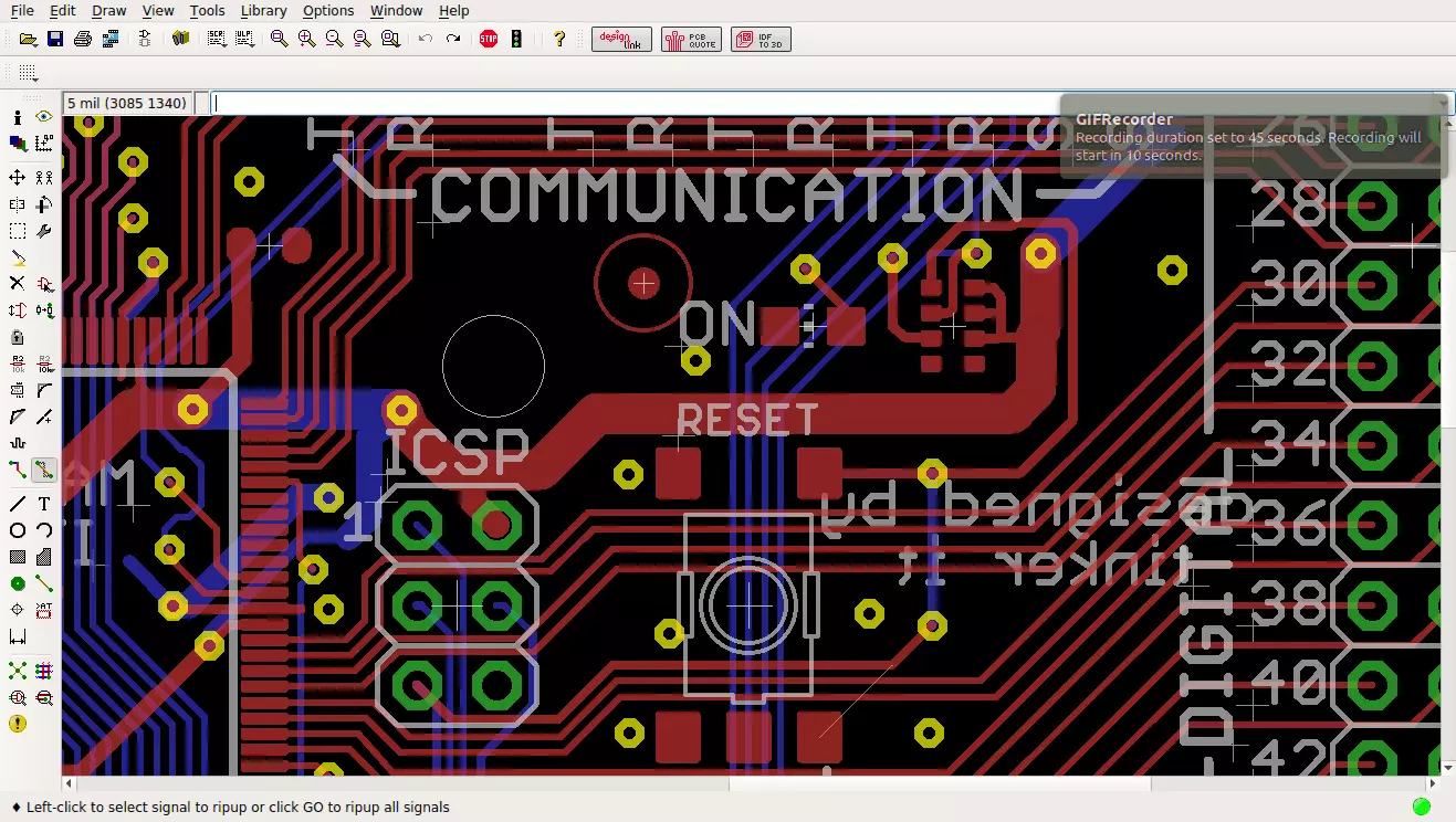 เริ่มการกำหนดเส้นทางด้วยความกว้างเท่ากับ Wire ที่มีอยู่