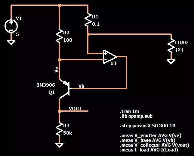 Paano Subaybayan ang Current gamit ang isang Op-Amp, isang BJT, at Tatlong Resistor 4016_2