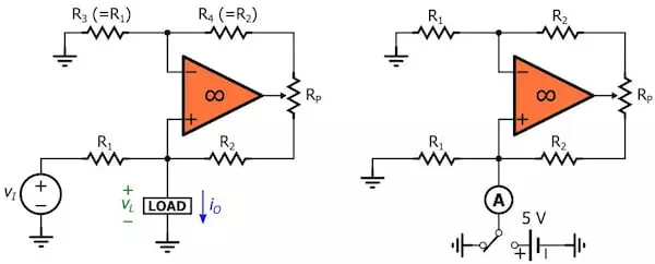 (a) 使用電位器 Rp 來平衡電阻橋。 (b) 校准設置。