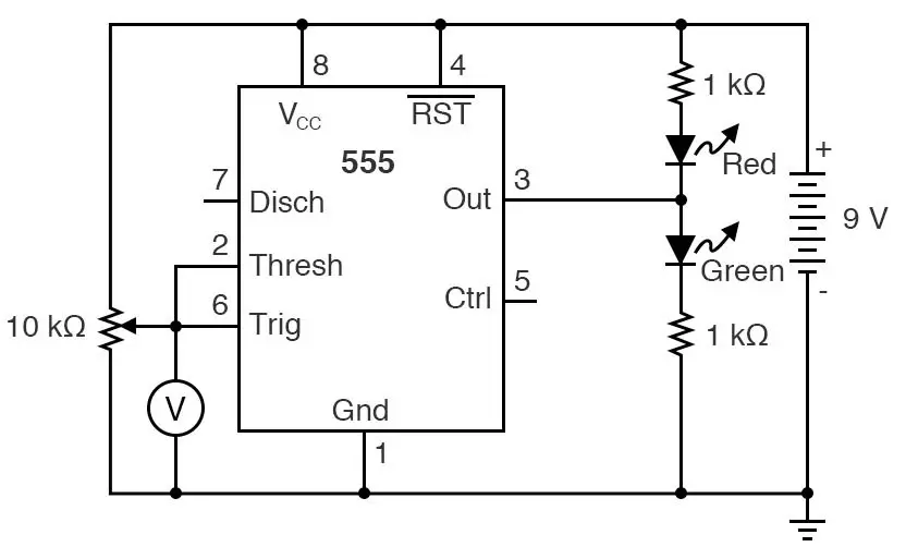 555 schmitti päästiku skemaatiline diagramm