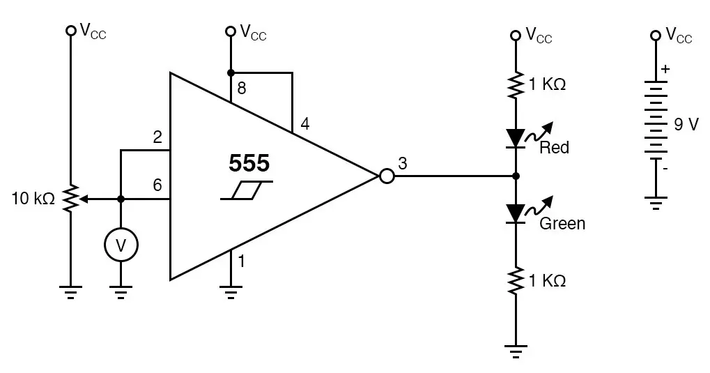 555 schmitti päästiku skemaatiline diagramm