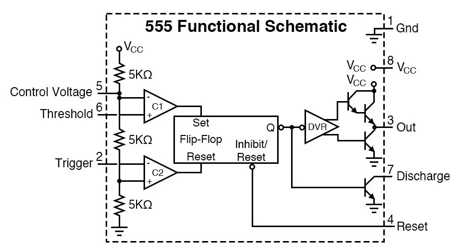 555 funktsionaalne skemaatiline elektriskeem