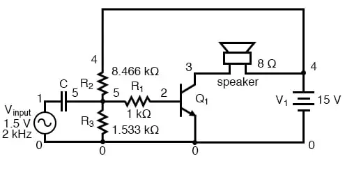 I-Coupling capacitor ithintela i-voltage divider bias ukuba ingaphumi kwijenereyitha yomqondiso.