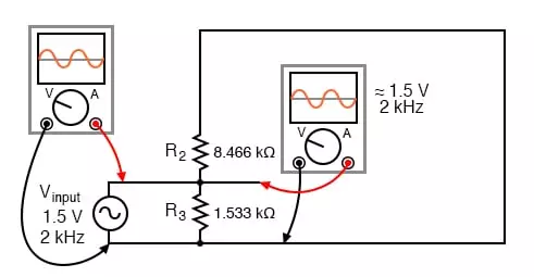 Ngenxa ye-coupling capacitor ye-impedance ephantsi kakhulu kwi-frequency yesignali, iziphatha kakhulu njengeqhekeza locingo, ngoko ke inokushiywa kweli nyathelo kuhlalutyo lwe-superposition.